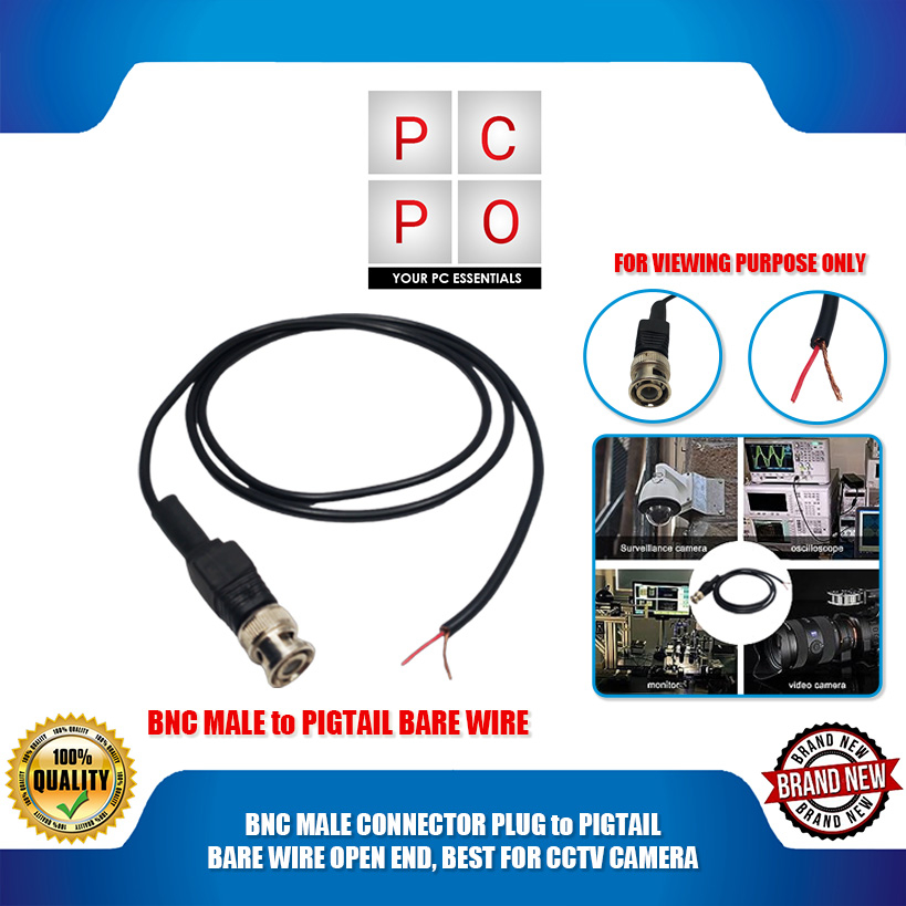 PC PO BNC MALE CONNECTOR PLUG to PIGTAIL BARE WIRE OPEN END, BEST FOR ...