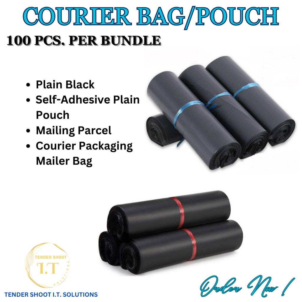 100 PCS PER BUNDLE BLACK PLAIN POUCH COURIER SHIPPING BAG POLYMAILER ...