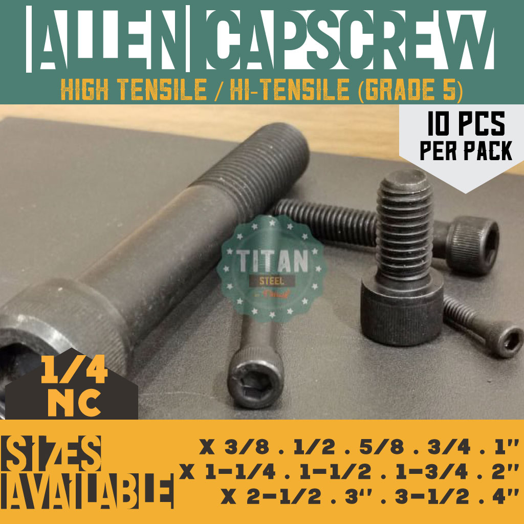 10pcs - 1/4 x 3/8 to 4'' Allen Capscrew / Socket Bolt (Hi-tensile ...