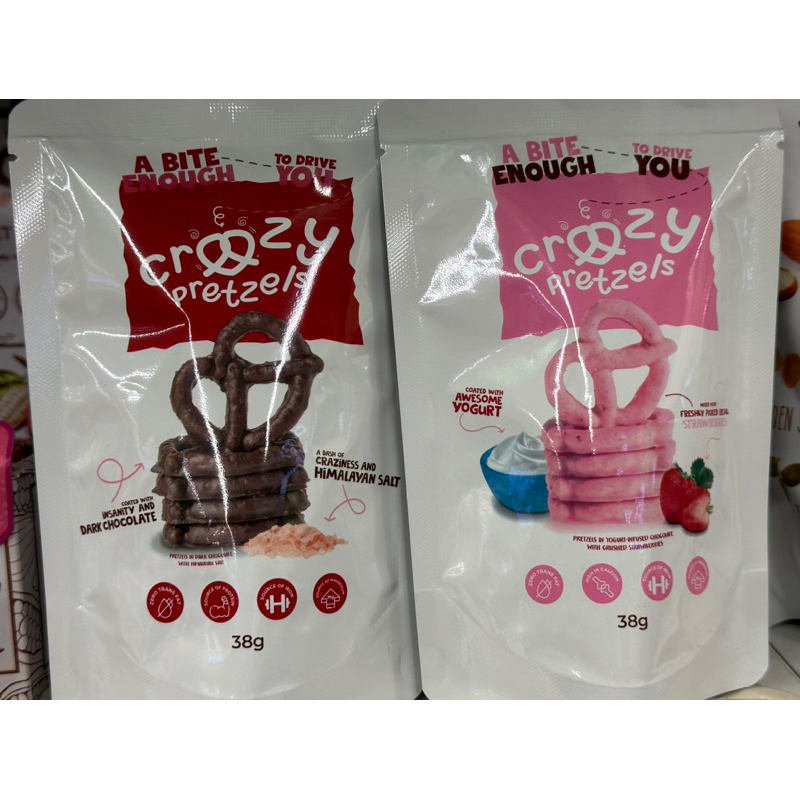 CRAZY PRETZEL Strawberry / Dark Chocolate Yogurt Pretzels 30g | Shopee ...