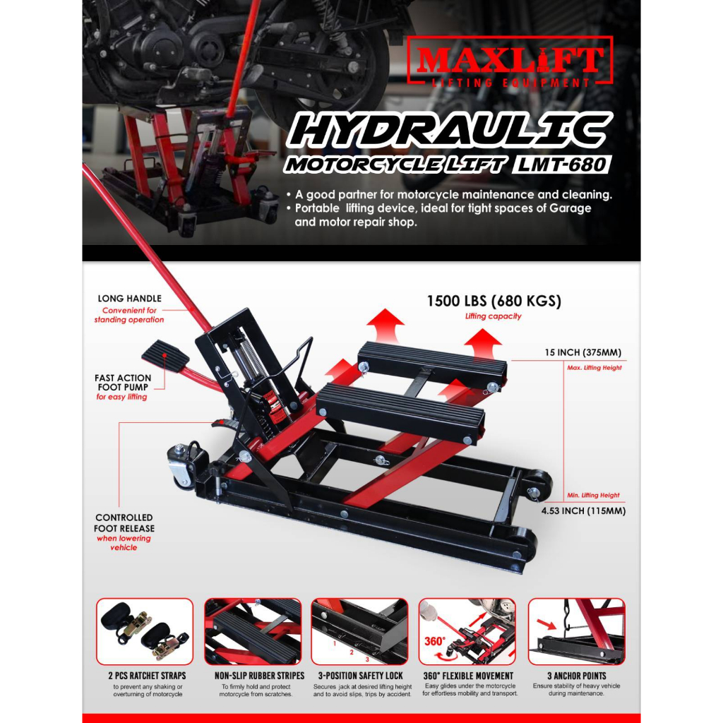MaxLift Hydraulic Motorcycle Lift | Shopee Philippines