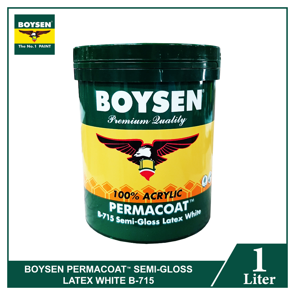 Boysen Permacoat Semi Gloss Latex White 1L B-715 Construction | Shopee ...