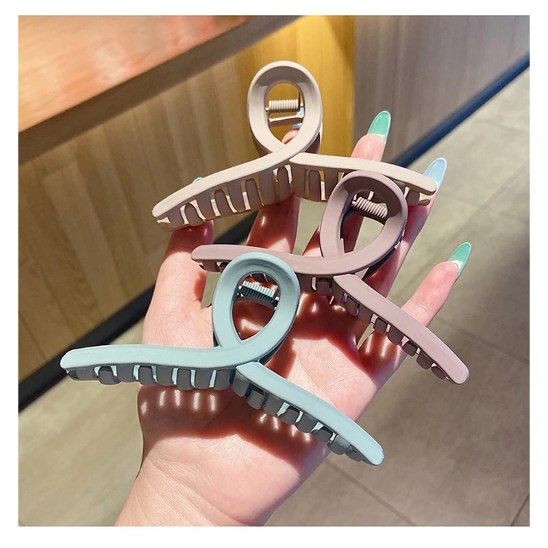 Korea Elegant Large Matte Multicolor Hairpin Bath Hair Catch Shark Clip ...