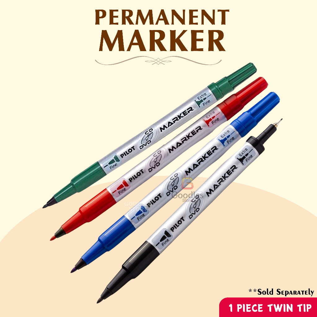 Pilot CD DVD Twin Tip Permanent Marker Fine & Extra Fine Black Fine ...