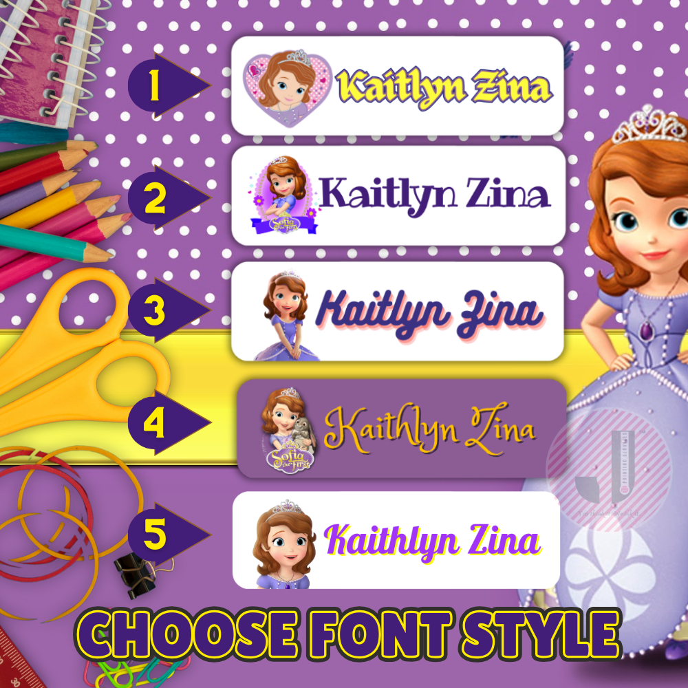 SOFIA THE FIRST Design Waterproof Daycare Labels, Preschool Labels ...