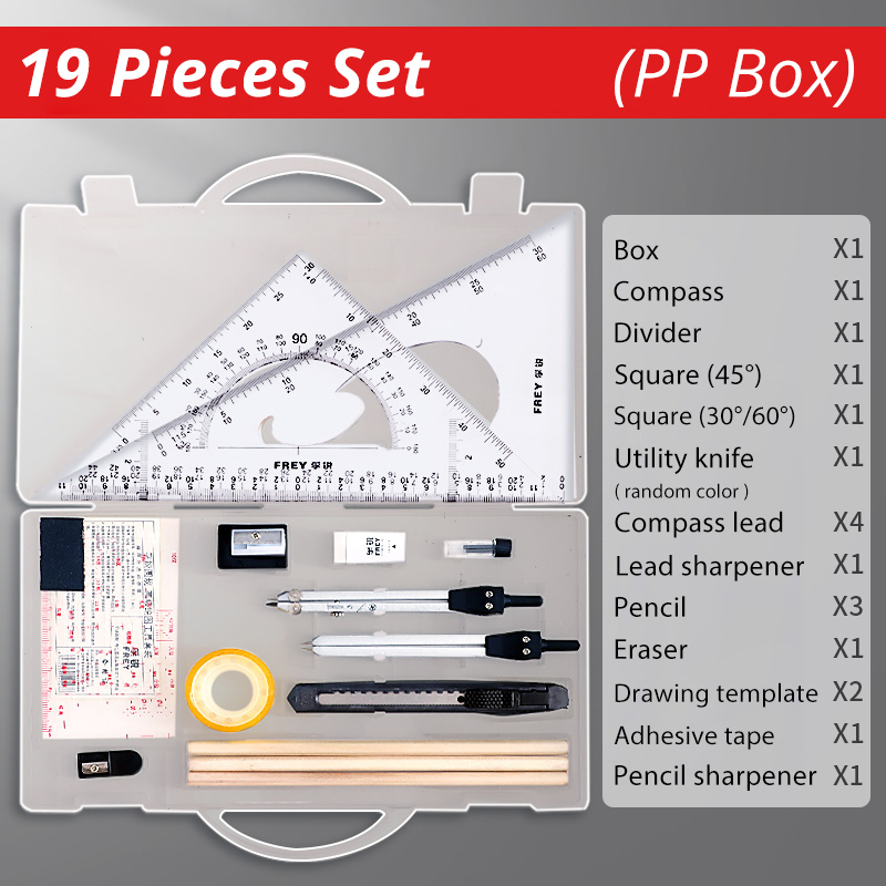 KY900 19 Piece Drafting Set with Geometry Compass, Divider, Tape ...