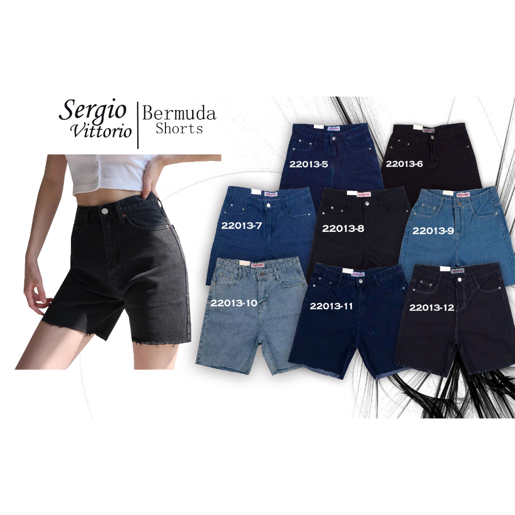 High waist Denim Bermuda Short Tokong Short Size: S-3XL | Shopee ...