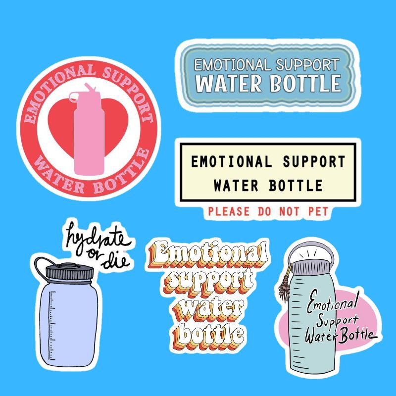 Emotional Support Water Bottle Stickers | Vinyl Matte Laminated ...
