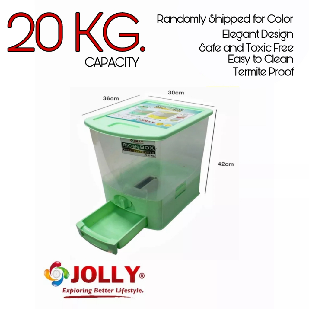 JOLLY RICE DISPENSER 25KG RICE BOX / SEALED RICE STORAGE BOX / GRAIN ...