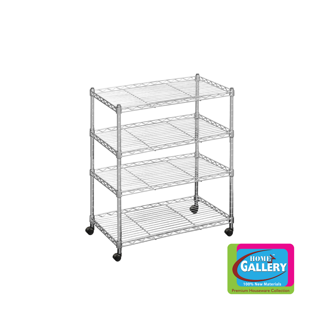 Home Gallery 4-Layer Adjustable Chrome Shelves Adjustable Height Open ...