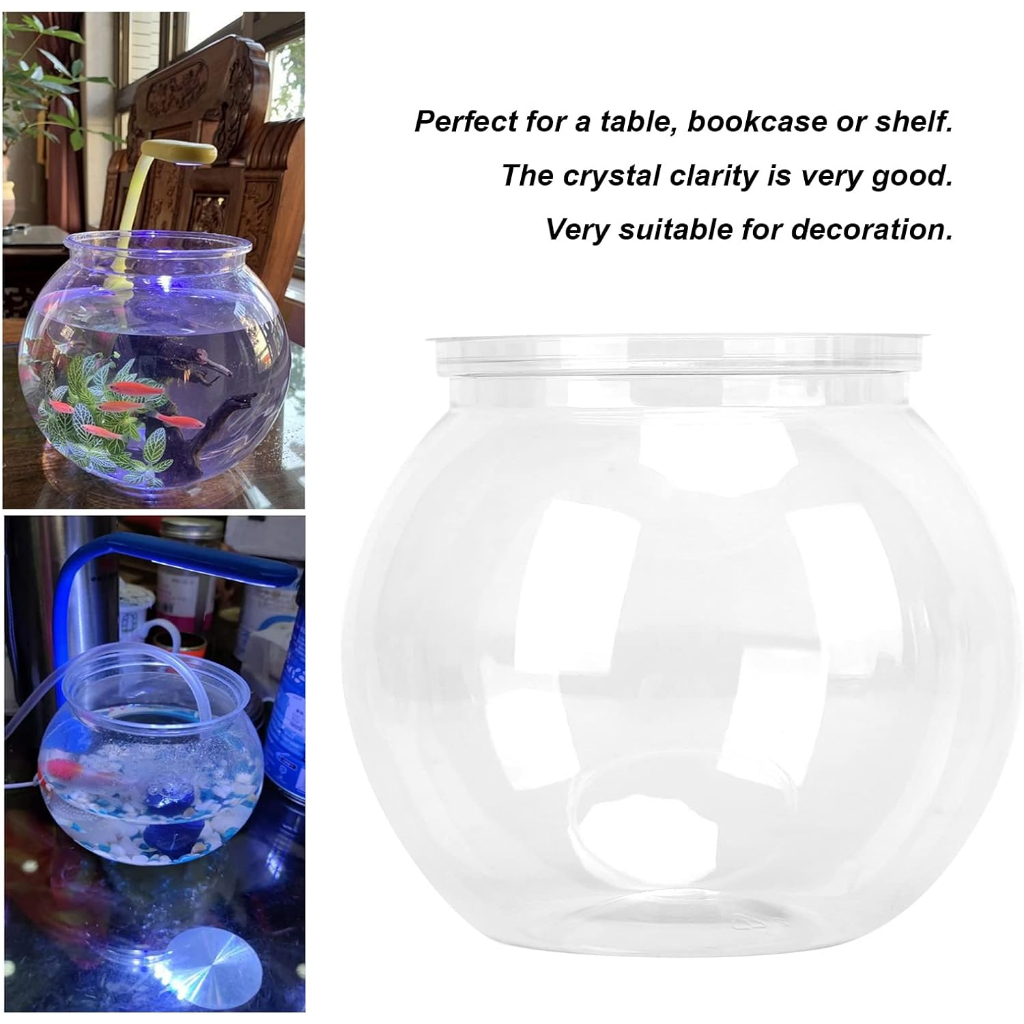 Heavy Duty Hard Plastic Transparent Fish Bowl Aquarium Betta Guppy ...