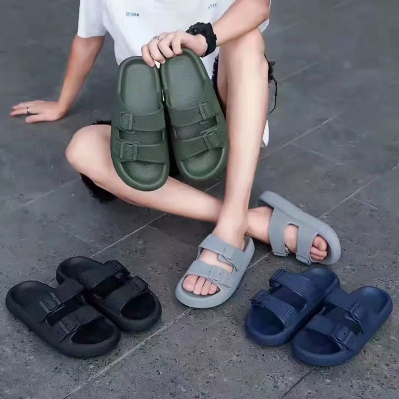 NEW summer two strap rubber slippers women at men shoes#808 | Shopee ...