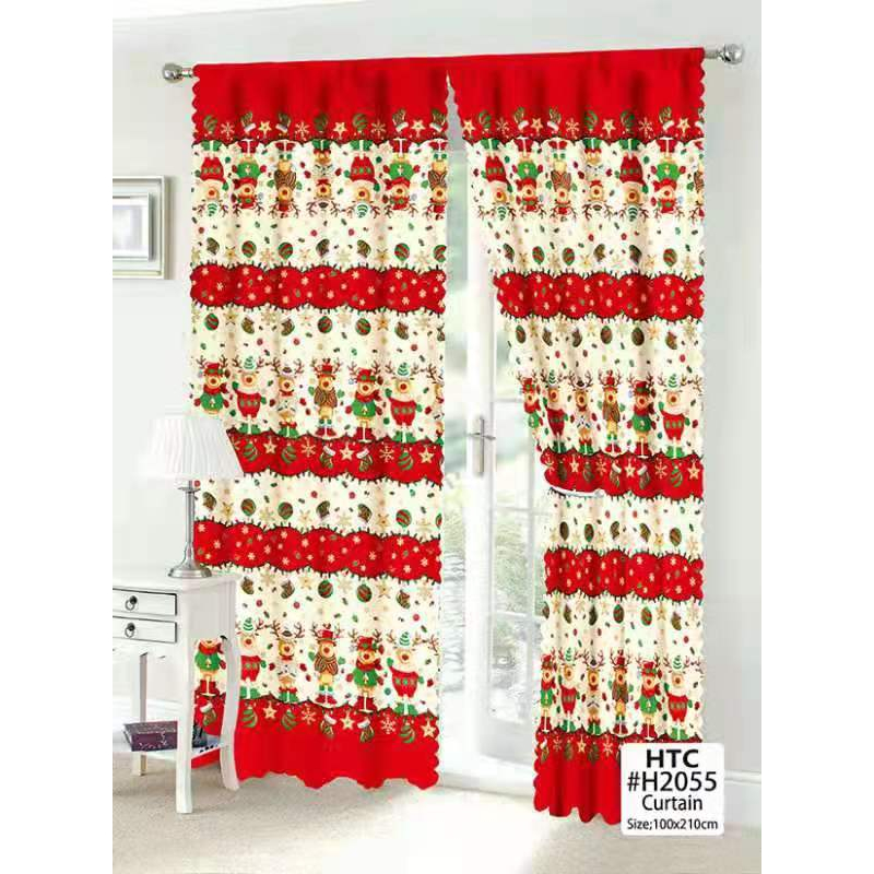 1PCS New Sale Christmas Curtain Home Decor Room Window Red Green ...