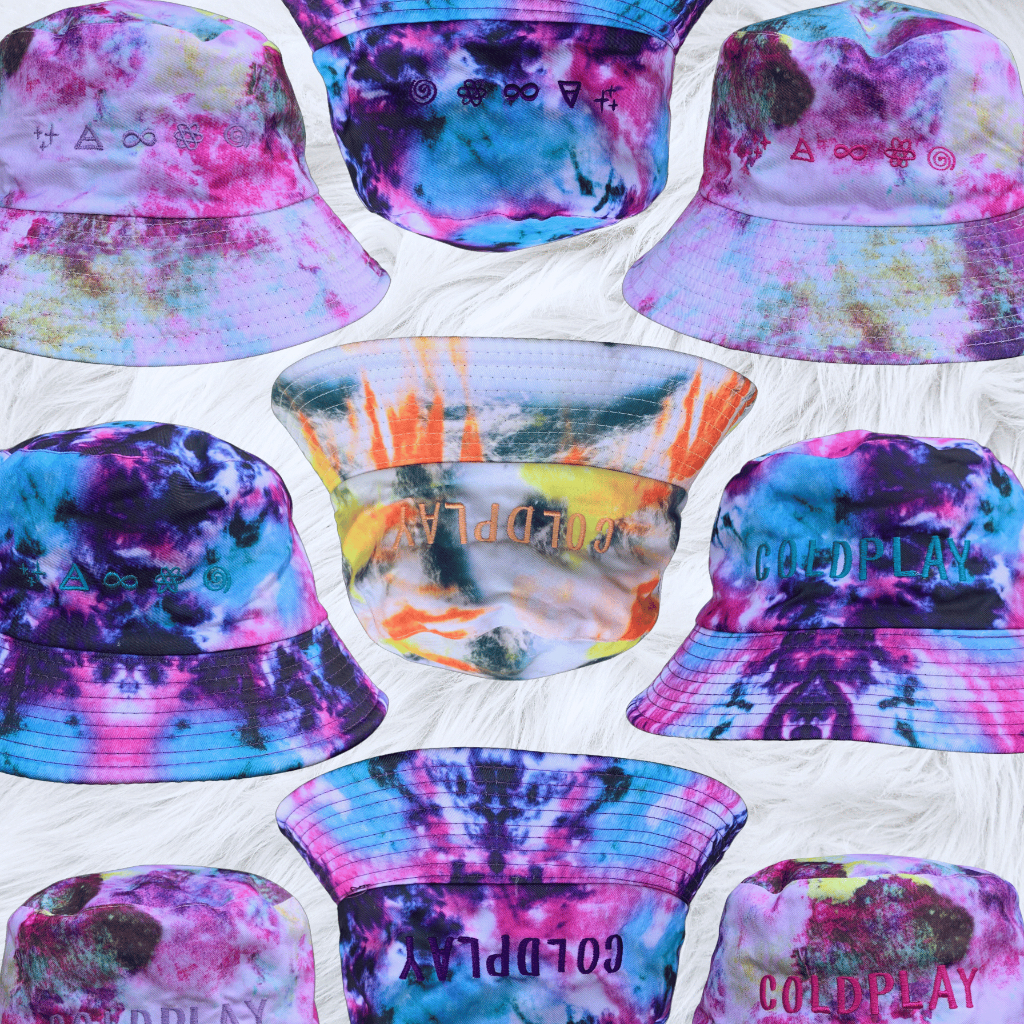 Coldplay Music of the Spheres Logo Embroidered Galaxy Tie Dye Bucket ...