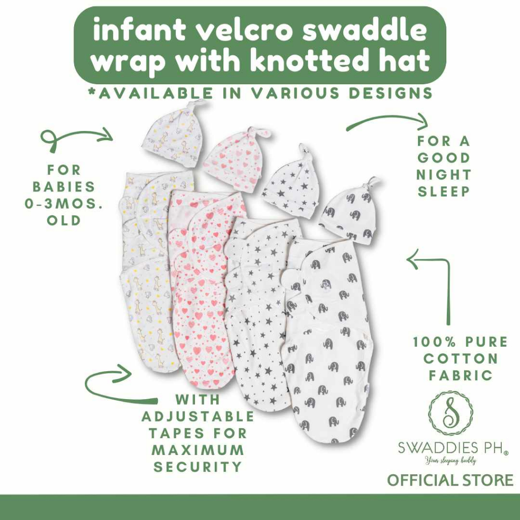 Swaddies PH Infant Swaddle Wrap with Knotted Hat | Shopee Philippines