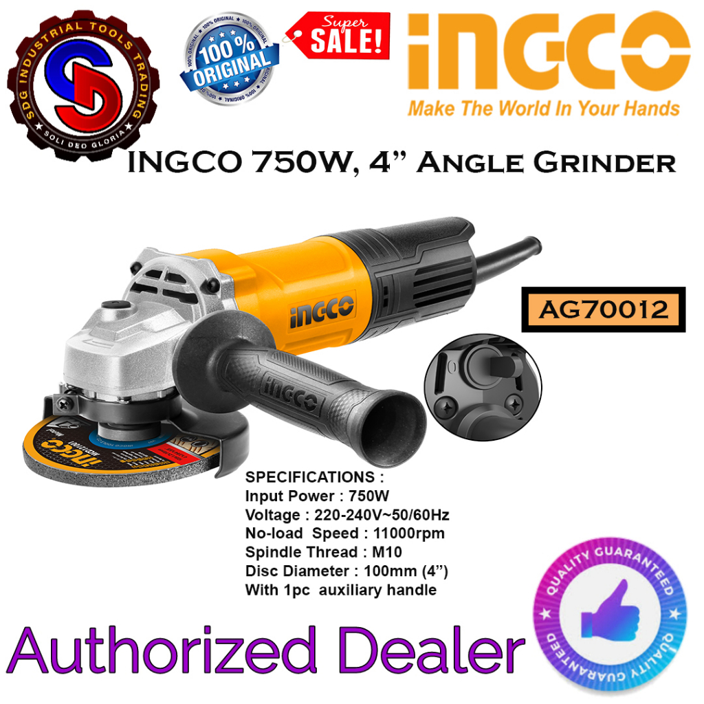 INGCO 750W, 4" Angle Grinder (AG70012) (SUPER SELECT ) | Shopee Philippines