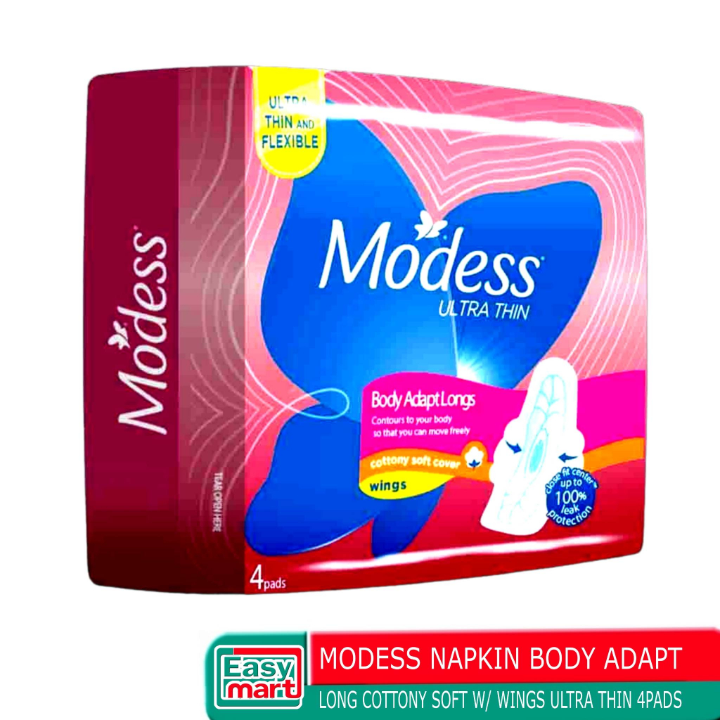 Easy.Mart Modess Napkin Body Adapt Long Cottony Soft W/ Wings Ultrathin ...