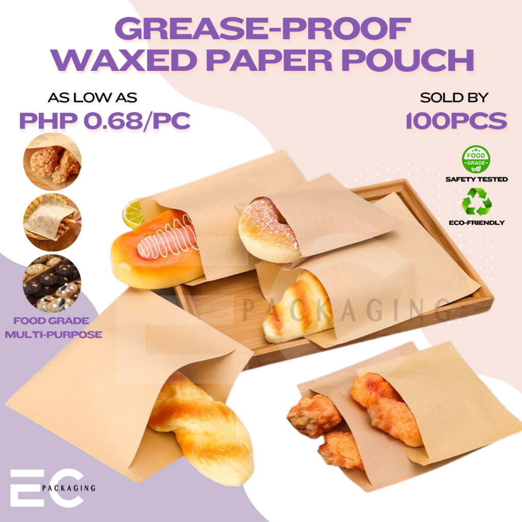 [EC] 100Pcs Greaseproof Paper Bag Pouch / Food Wrapper Sandwich Pouch ...