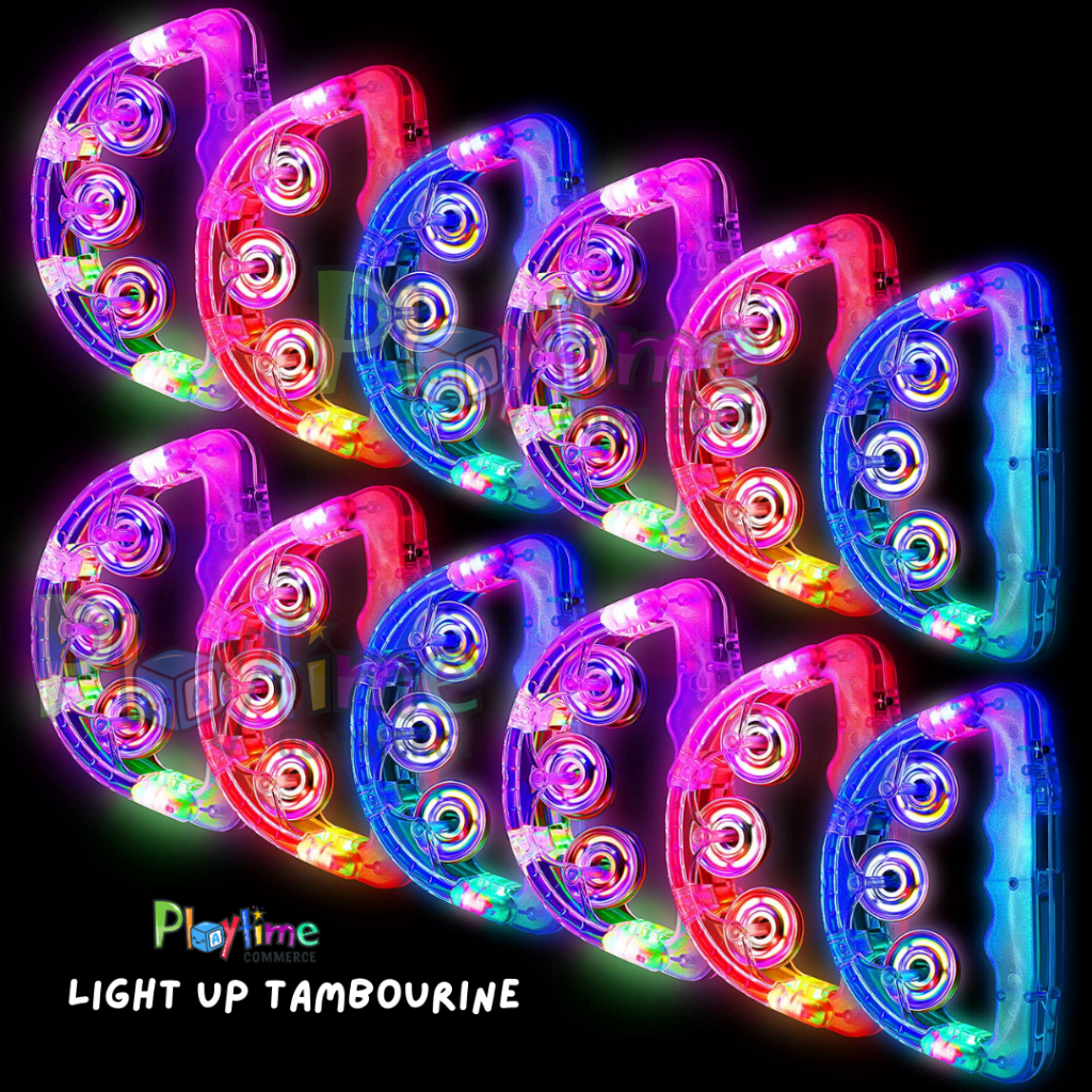 LED Light Up Tambourine Carolling Toys Musical Music Tamborine ...