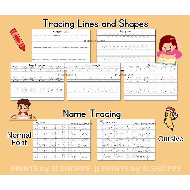 20 pages Tracing Pad Paper for Kid's Practice Writing Lines and Shapes ...