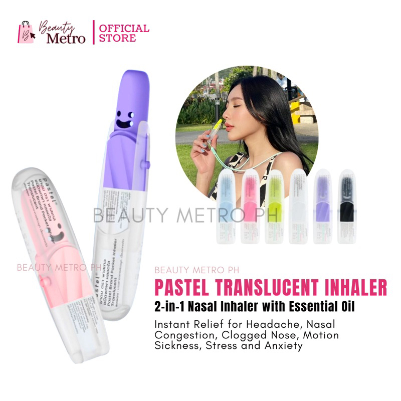 Pastel Translucent Inhaler 2in1 with Essential Oil Aromatherapy ...