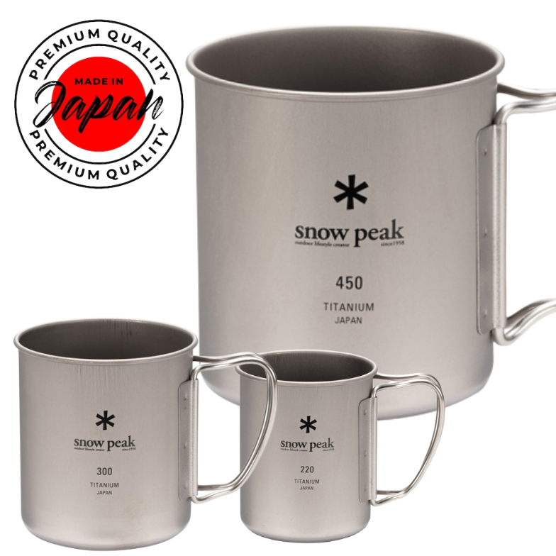 snow peak titanium single mug 220 / 300 / 450 ml lightweight and durable camping, outdoor ...