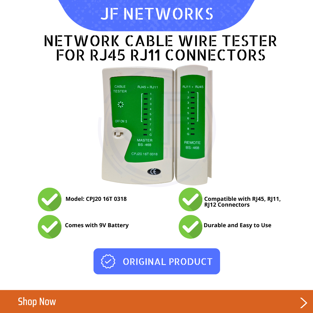 Network Cable Wire Tester for RJ45 RJ11 Connectors (+battery) | Shopee ...