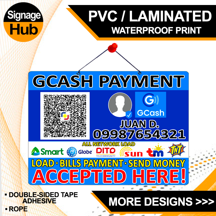 GCASH PAYMENT with LOAD Signages | Scan to Pay QR Code | Waterproof ...