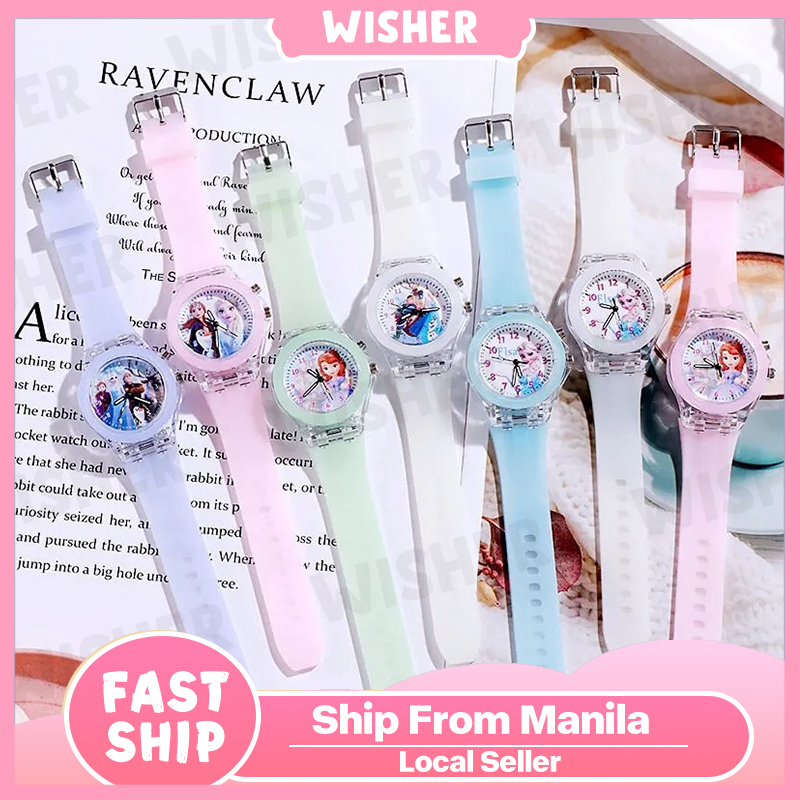 Frozen Elsa Cute Cartoon Luminous Kids Watch for School Children Kids ...