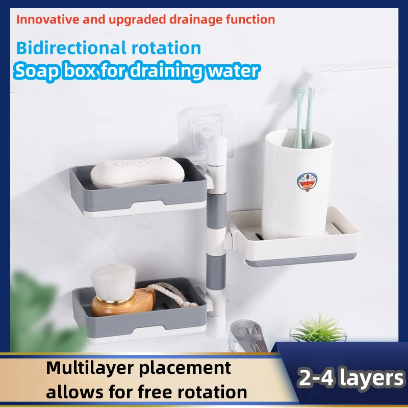 Drilling-Free Soap Holder Wall Mounted multilayer Layer Soap Organizer ...