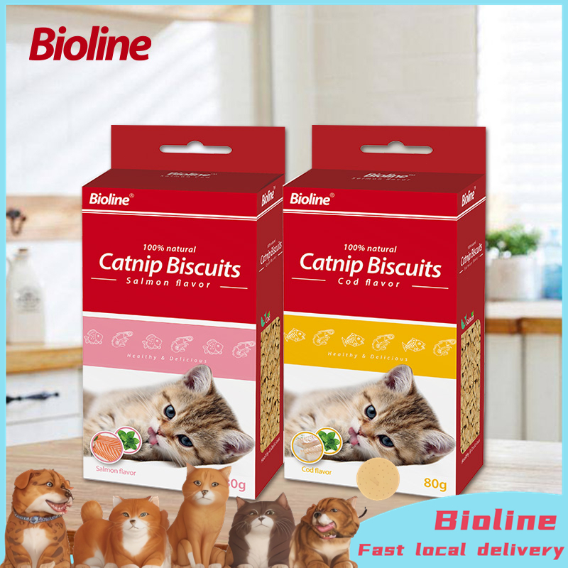 BIOLINE Catnip Biscuit for Cats and Kittens Salmon Cod 80g | Shopee ...
