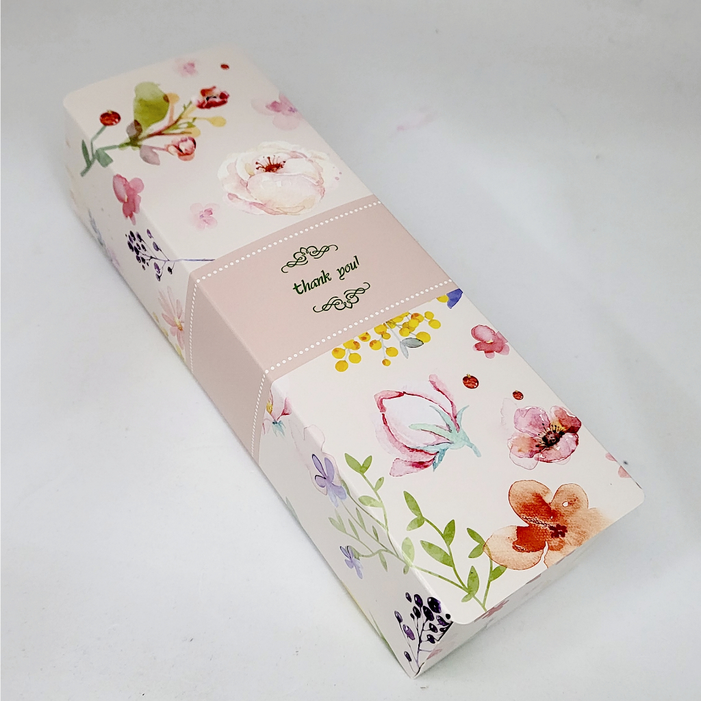 FP1799 (20PCS) Pink Floral Thank you Pastry Box 22x7x5cm Long Box for ...