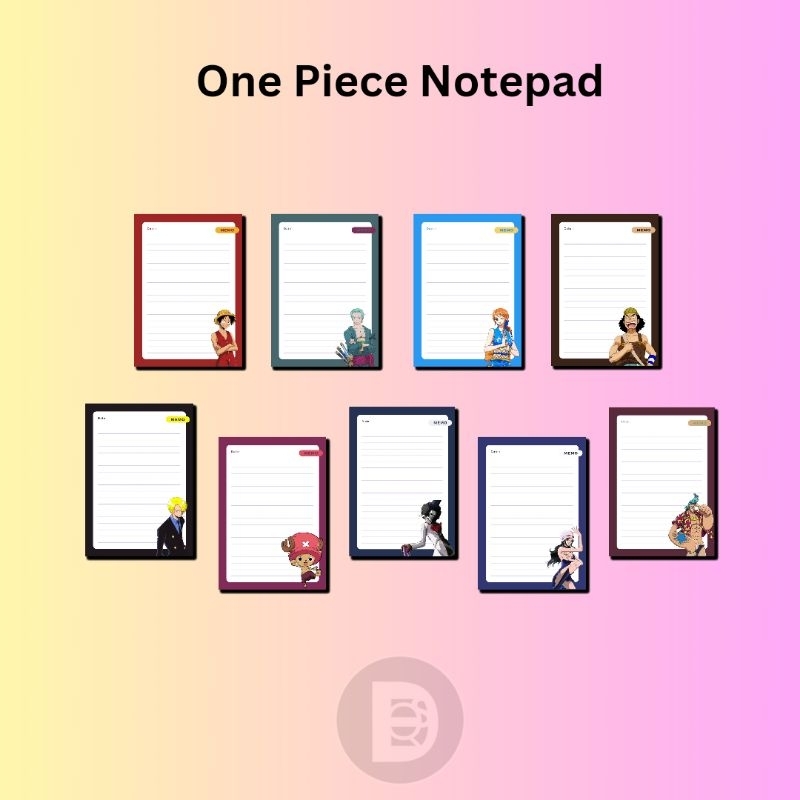 DEQ's Prints - One Piece Notepad (straw hat pirates edition) | Shopee ...
