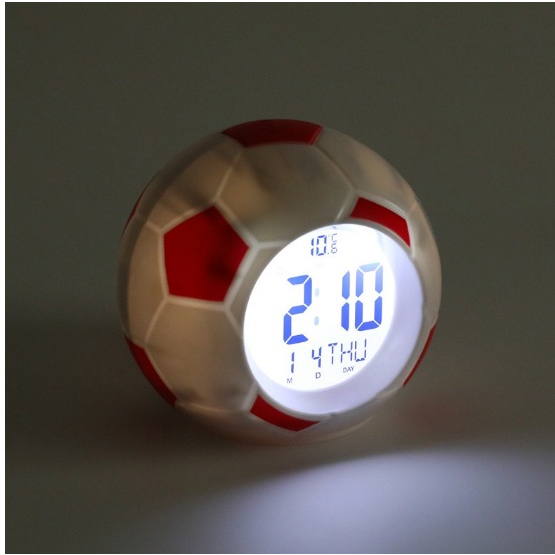 SYX Football Digital Alarm Clock LED Night Light Kids Bedroom Table ...