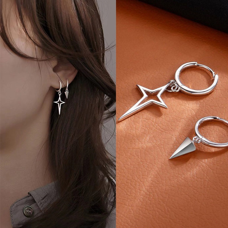 2Pcs Asymmetric Earrings Unisex Cool Fashion Ear Stud Earring Hip Hop ...