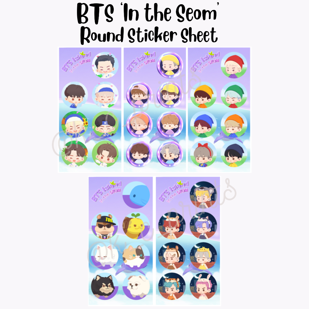 Bangtan In the Seom Sticker Sheet Round RM Jin Jhope Suga Jhope Jimin V ...