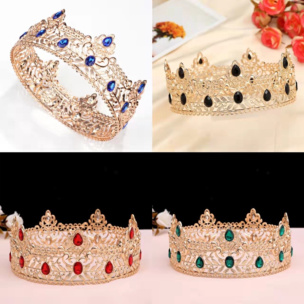 JP101 Vintage Baroque King Crown Wedding Hair Accessories Headband ...