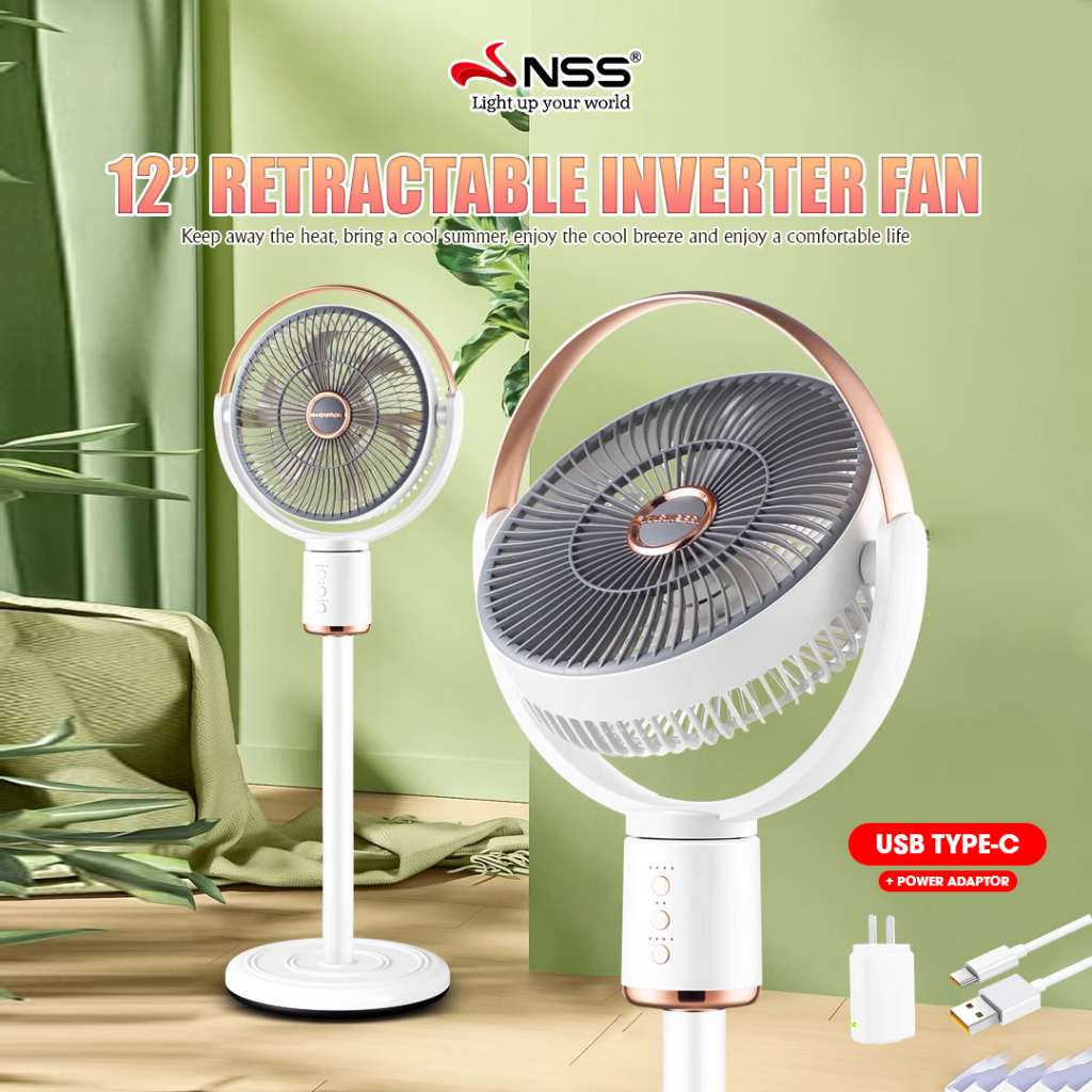 NSS Oscillating Dual Blade Standing Pedestal Fan Adjustable Height 3 ...