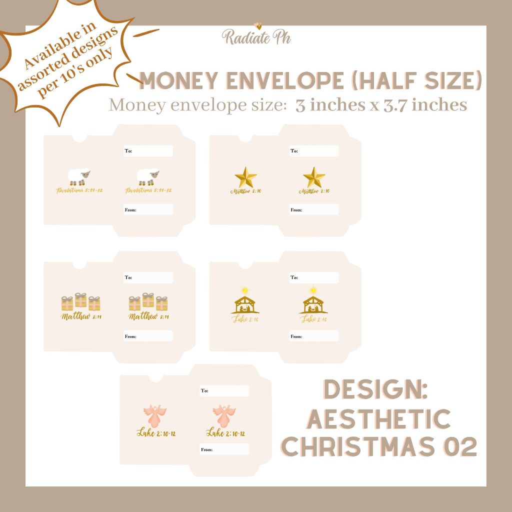 Christmas Money Envelopes ASSORTD designs Angpao Half Size Christian ...