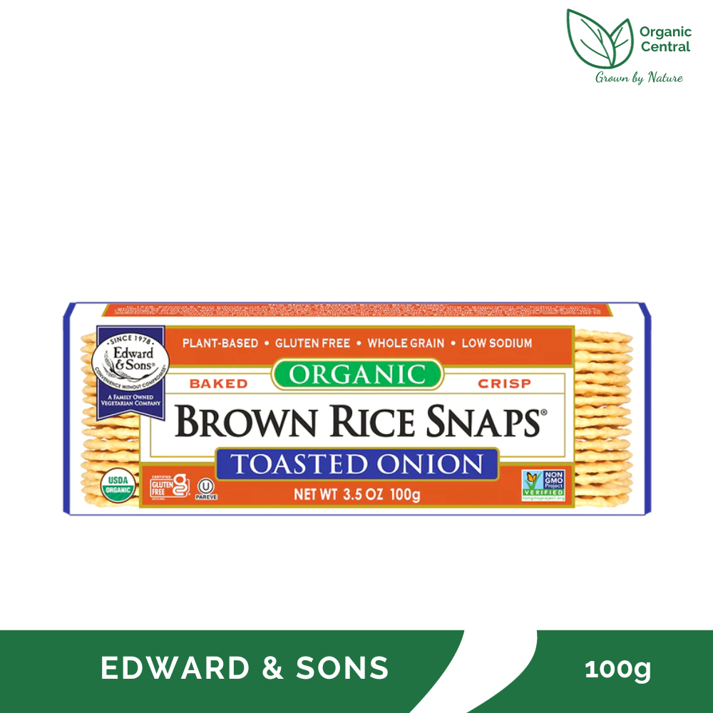Edward & Sons Organic Baked Whole Grain Rice Snaps Toasted Onion 100g ...