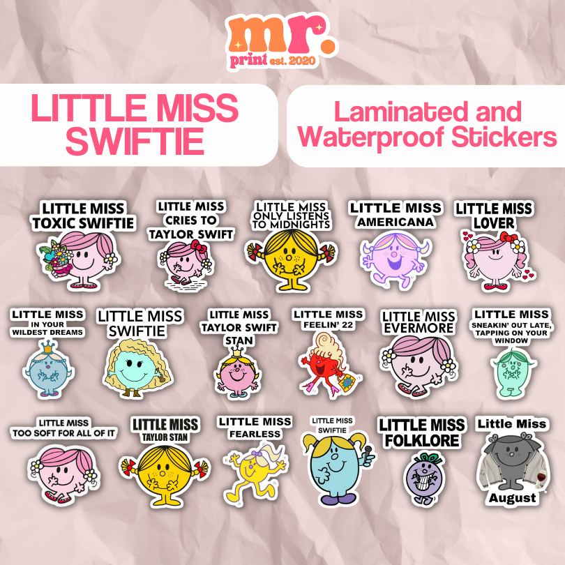 LITTLE MISS SWIFTIE WATERPROOF STICKERS TAYLOR SWIFT LAPTOP LUGGAGE ...