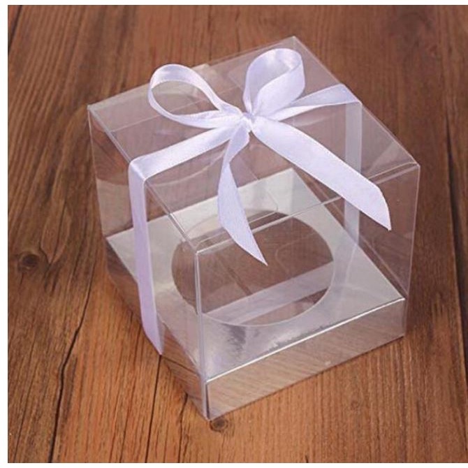 10 pcs Acetate Cupcake Box Transparent PVC with ribbon Insert for ...