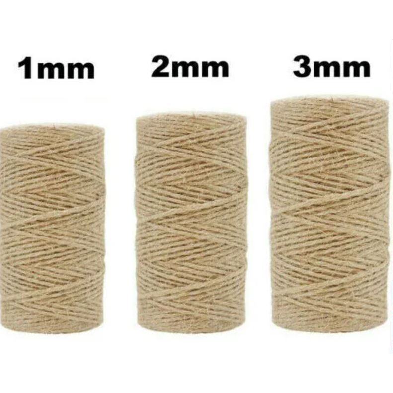 100 Meters Jute String Twine rope 2 ply (1MM, 2MM or 3MM) Ribbon jute ...