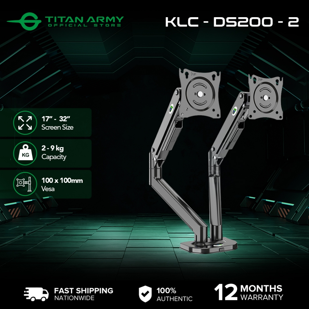 TITAN ARMY X KLC DS200-2 Monitor Arm Mount Stand for 2 pcs 17 inch to ...