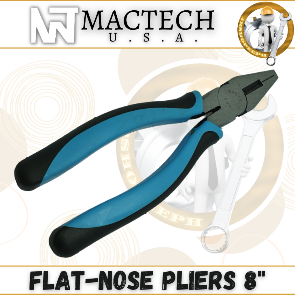 Jrshopeeph Mactech Flat Nose Pliers 8" Plais w/ Rubber Handle High ...