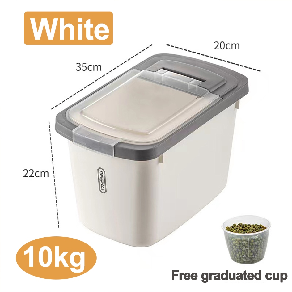 YOICE 10kg Rice Dispenser Rice Storage Container with Lid and Measuring ...