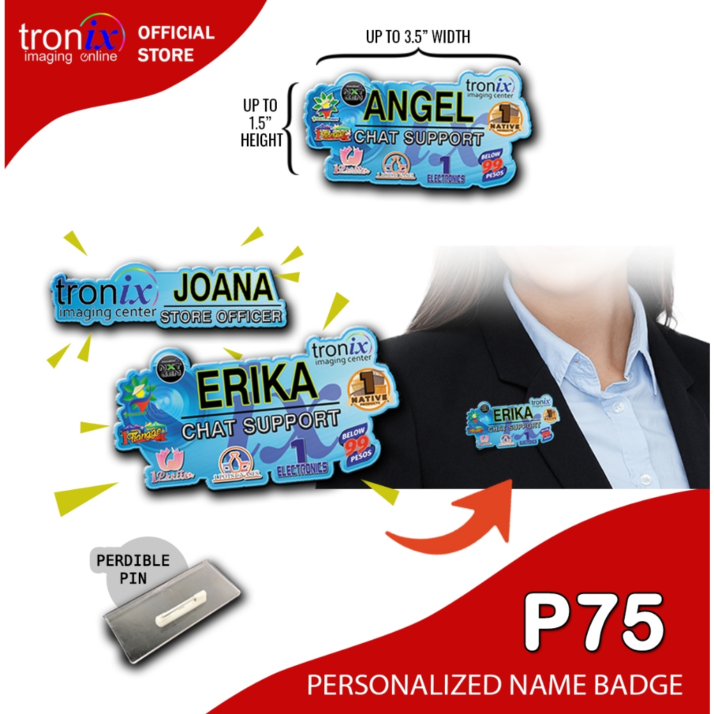 Troniximaging Personalize Name Badge Tag UV Printed Acrylic with ...