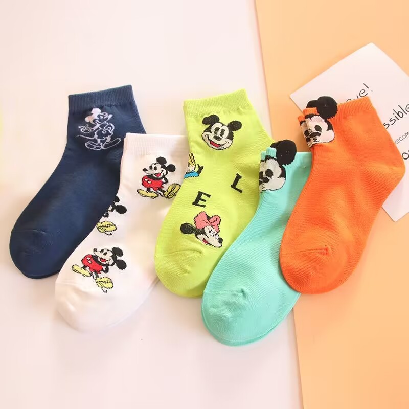 Kids 5 Pairs Socks For 4-10yrs Old Cotton For Boy Like Mickey Character ...