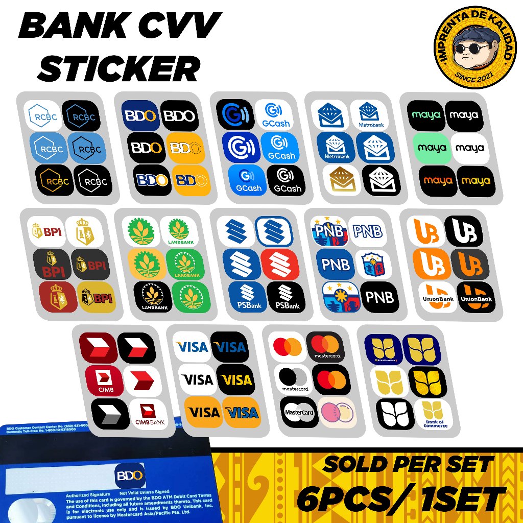 6pcs BANK CVV Stickers For your ATM or Credit Card | Shopee Philippines