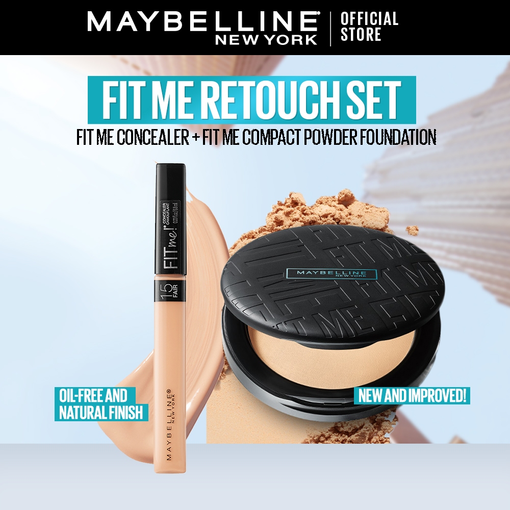 Maybelline Fit Me Retouch Set - Fit Me Compact Powder 118 + Fit Me ...